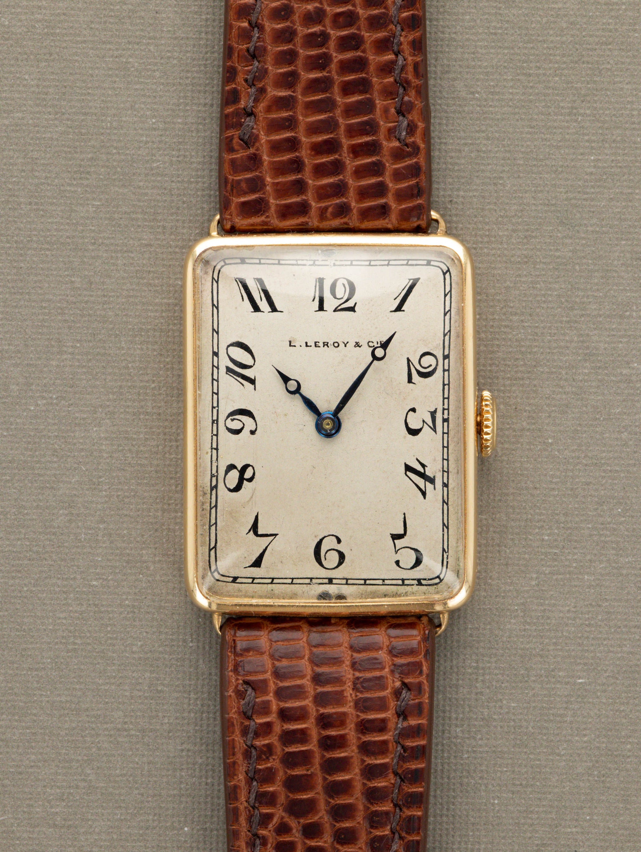 L. Leroy & Cie Rectangular Dress Watch - Satin Silver 'Breguet' Dial w