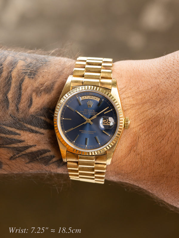 Rolex Day-Date Ref. 18038 - Navy Blue Sunburst Dial Unpolished