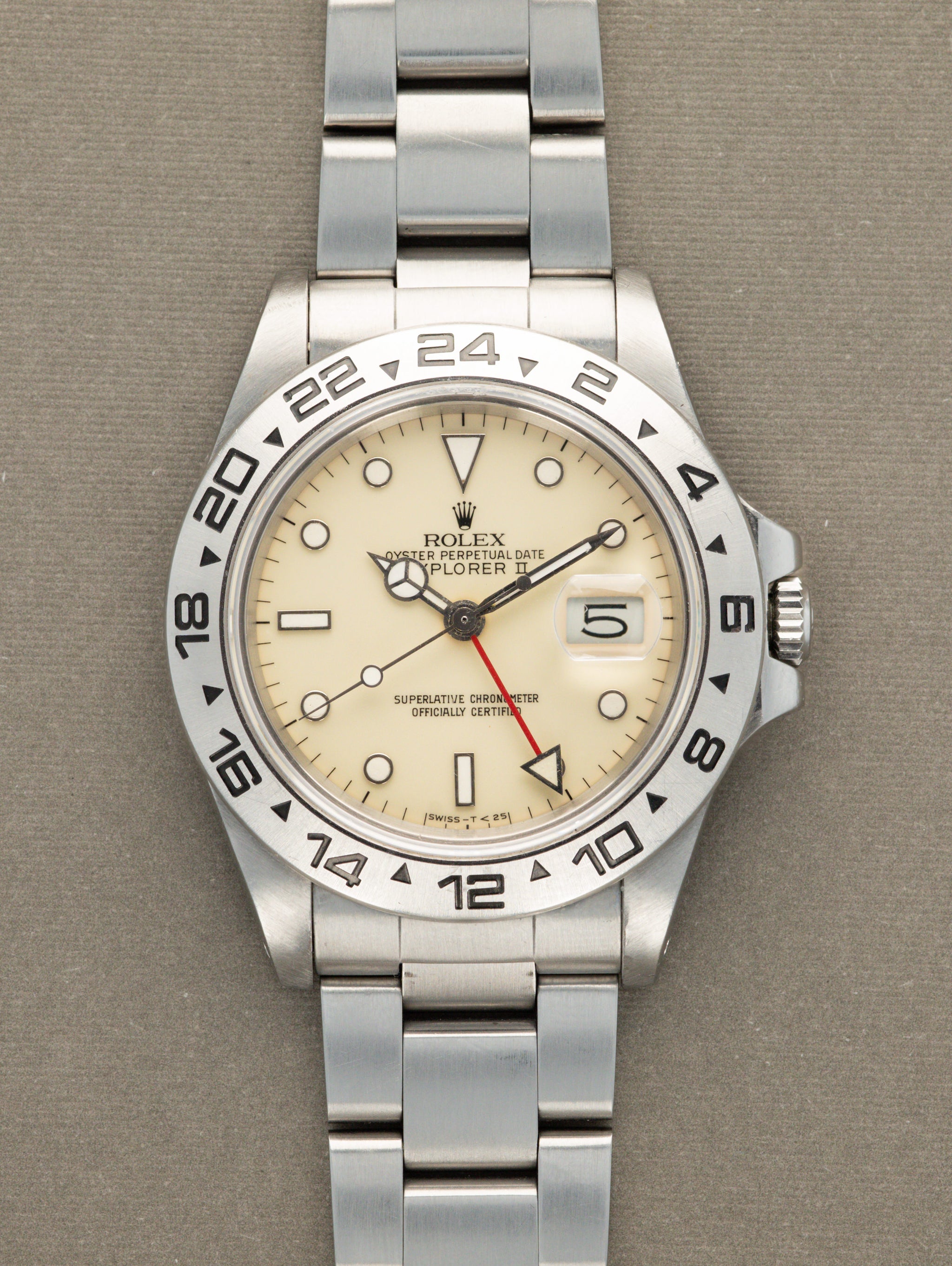 Rolex Explorer II Ref. 16550 - Cream 'Rail' Dial With Box & Service Pa