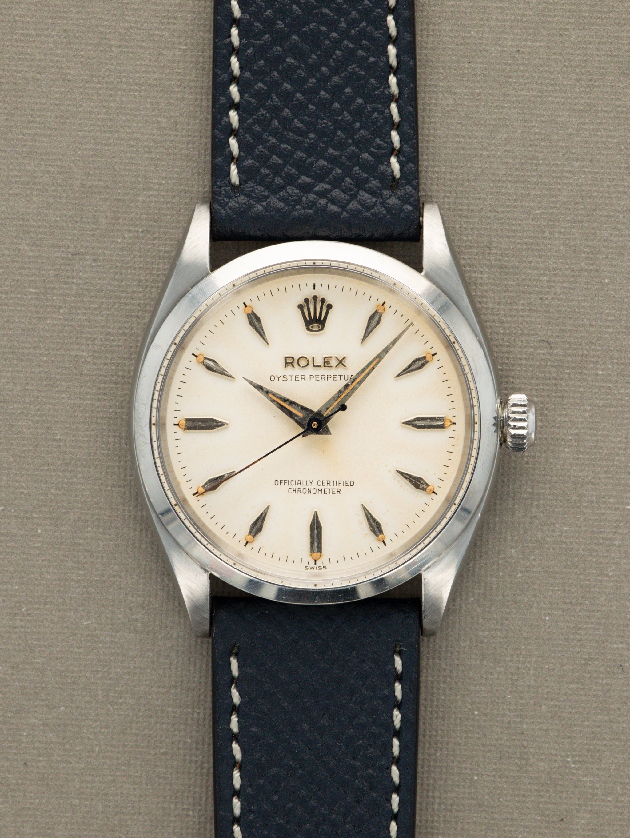 Rolex Oyster Perpetual Ref. 6564 - 'Satin' White Patina Dial