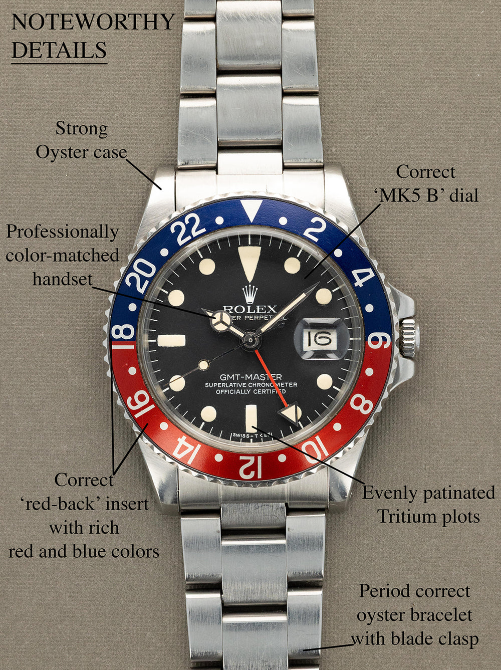 Rolex GMT-Master Ref. 1675 - 'MK5B' Dial Unpolished
