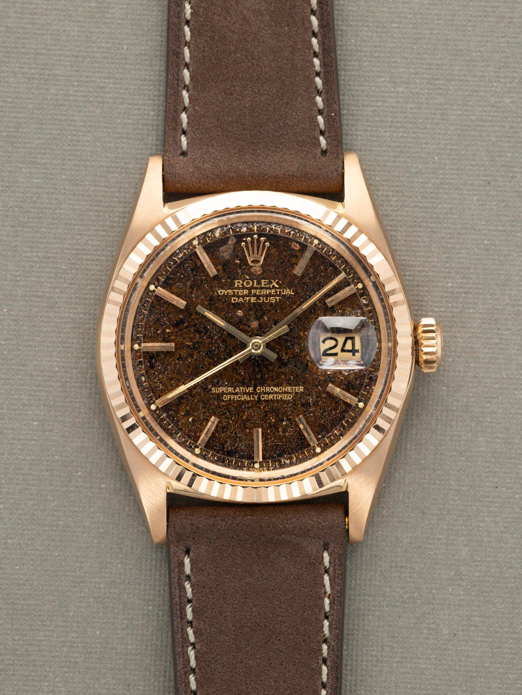 Rolex Datejust Ref. 1601 - Rose Gold Chocolate Stardust Dial