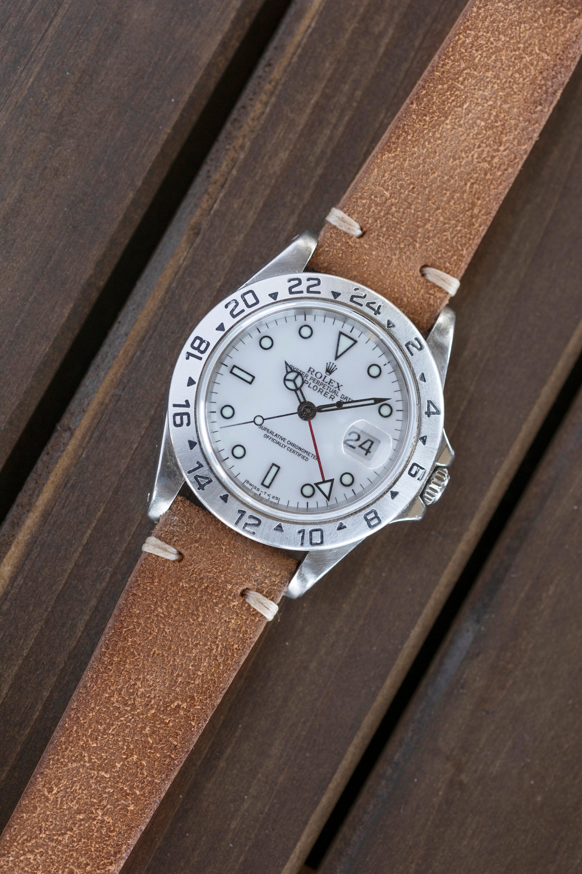 Tasso Amber JPM x Oliver & Clarke Vintage Leather Watch Strap